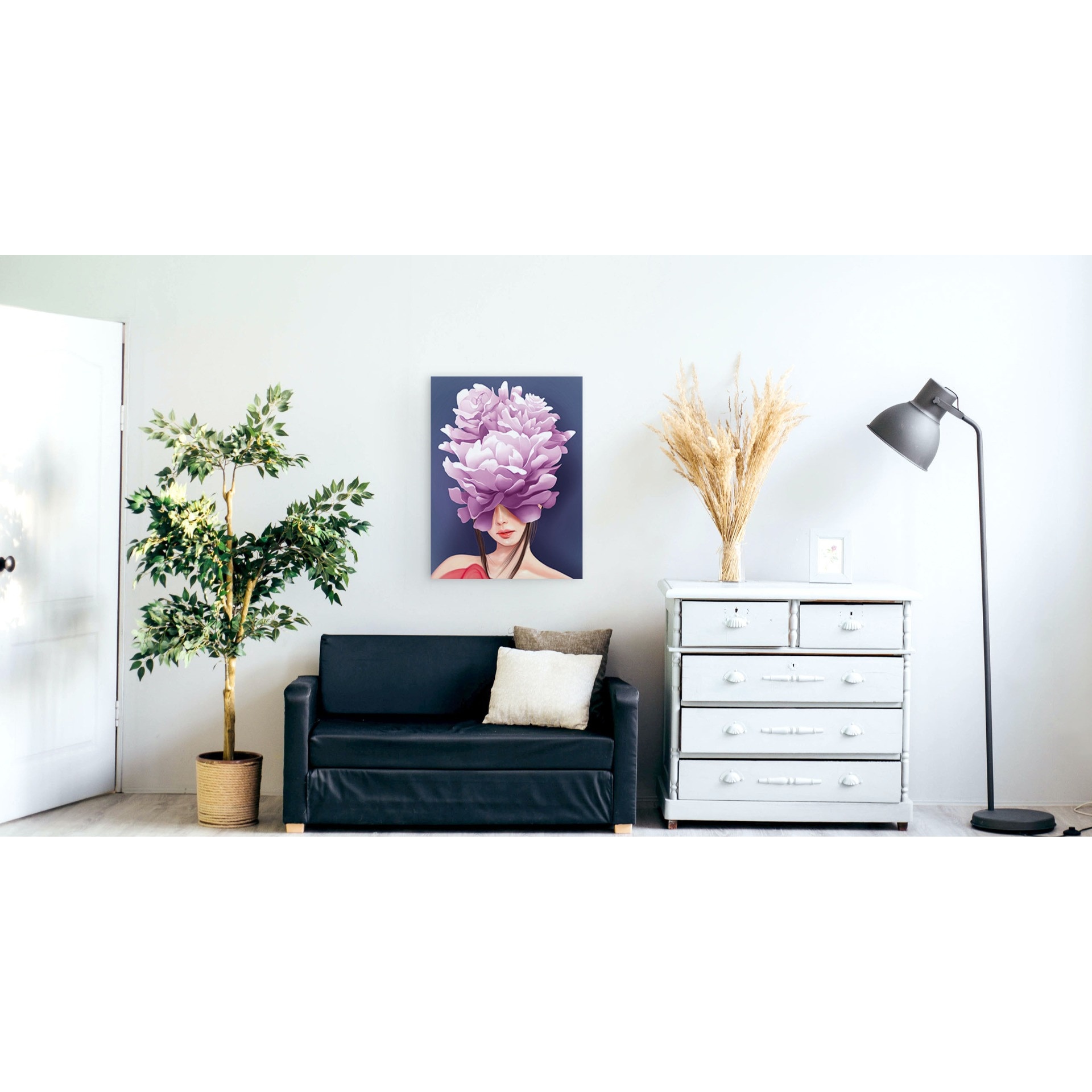 Tablou Portretul Abstract al unei FEMEI Flori 50cm x 70cm Canvas ...