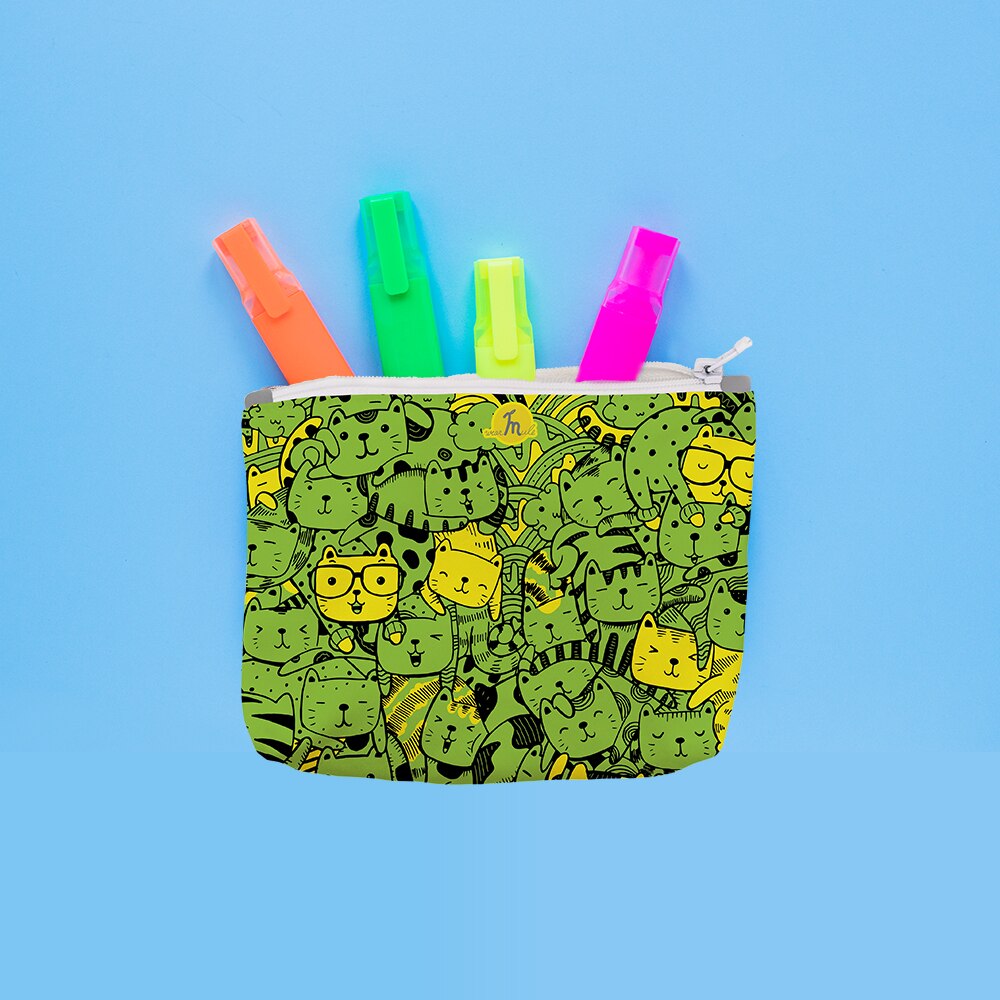 Penar Handmade, Pisici Animatie cu Verde si Galben, Multicolor, 22x19 ...