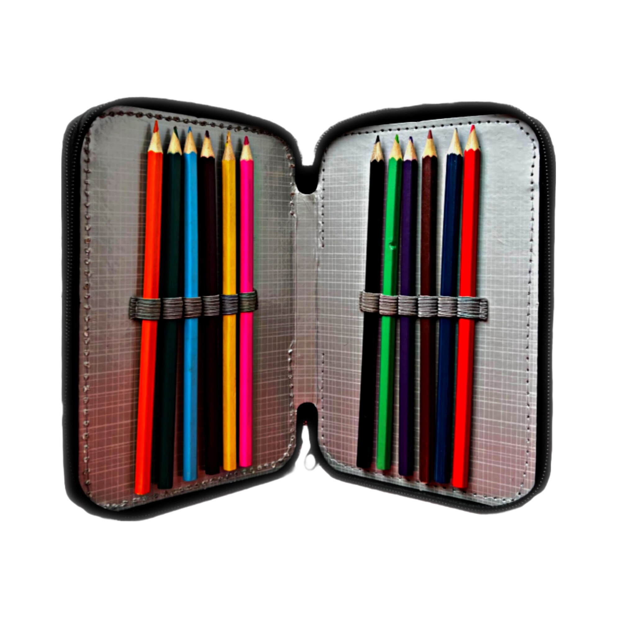 Penar 3 fermoare, 32 piese, textil echipat, Negru cu desen Bufnita ...