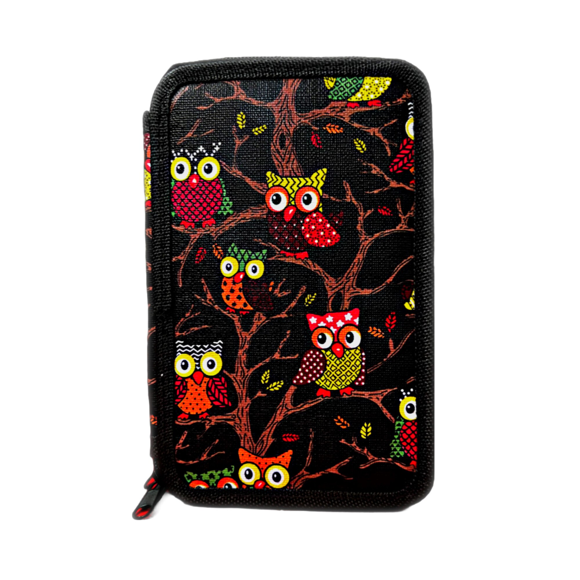 Penar 3 fermoare, 32 piese, textil echipat, Negru cu desen Bufnita ...