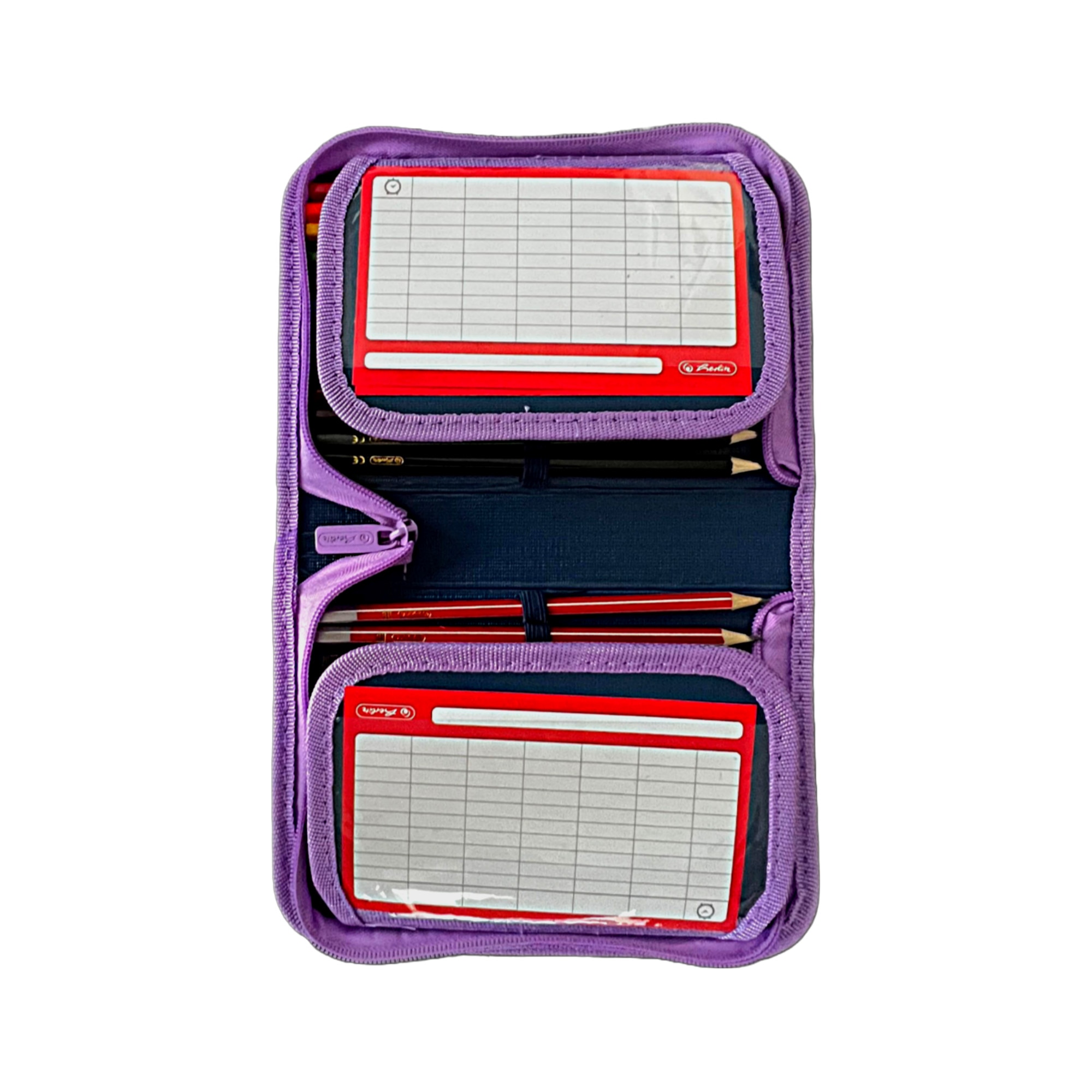 Penar Herlitz cu fermoar, 34 piese, 1 compartiment cu 4 sectiuni ...