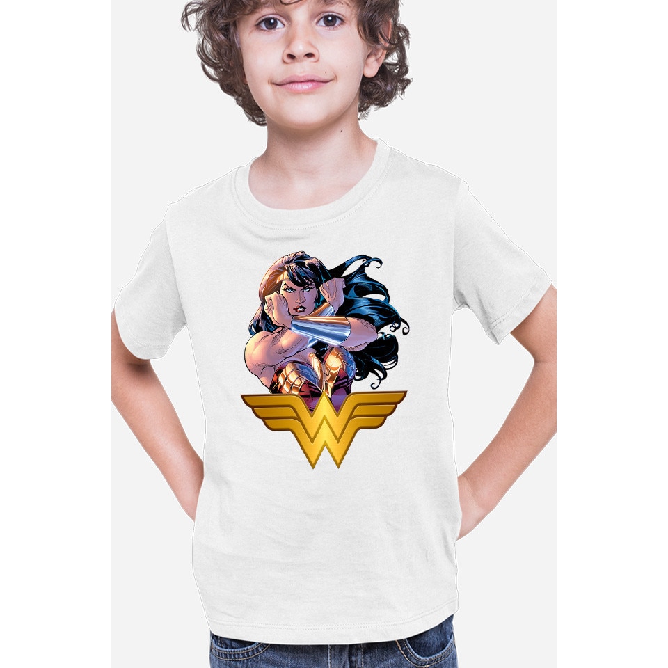 Тениска Детска Wonder Woman Fight Book Cartoons Animation, Бял, Размер ...