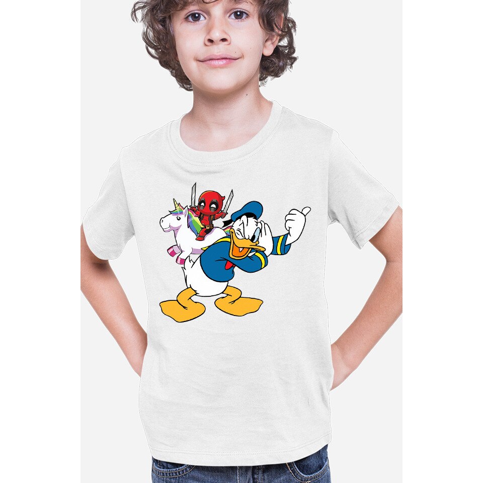 Тениска Детска Donald Duck DeadPool Marvel Universal Studios, Бял ...