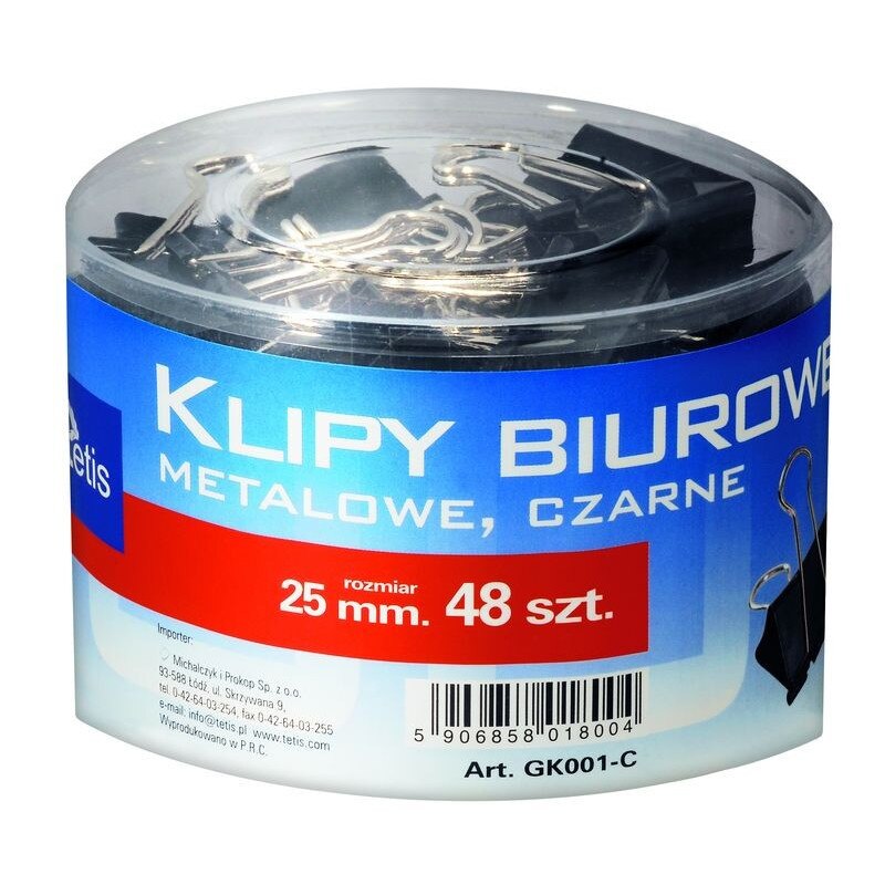 Clips metalic, Tetis, 25mm, 48 bucati, Negru - eMAG.ro