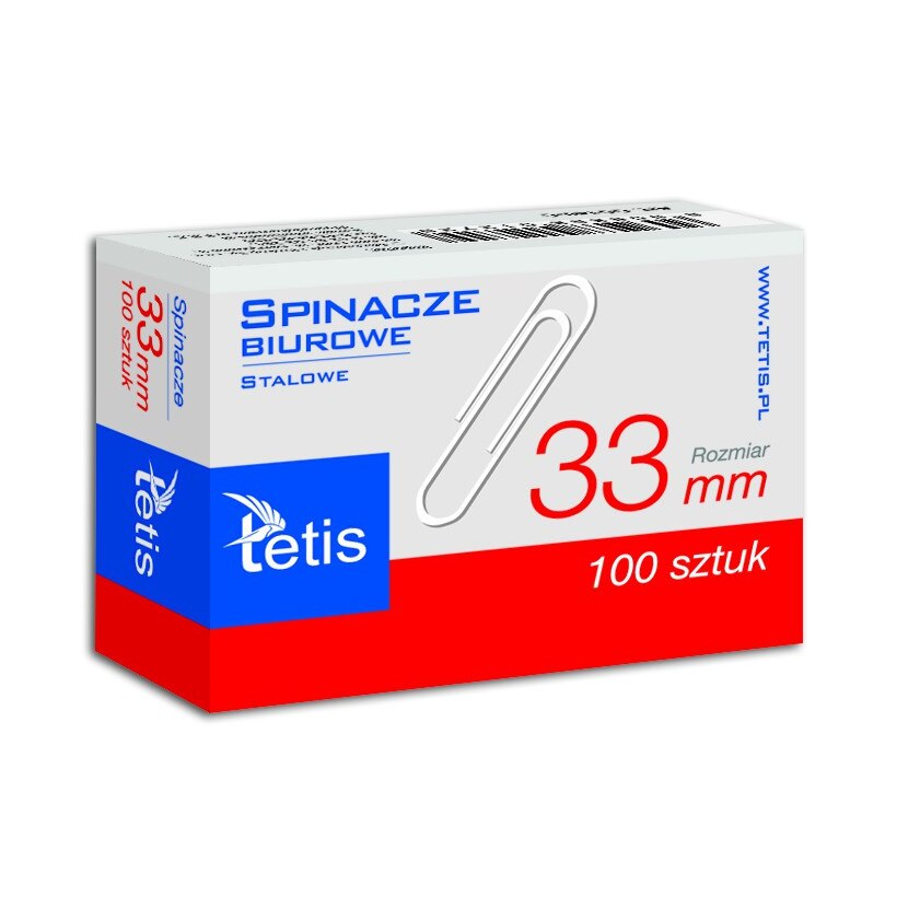 Agrafa de birou rotund, Tetis, 33mm, 100 bucati, Argintiu - eMAG.ro