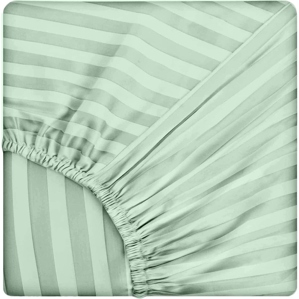 Cearsaf de pat cu elastic din damasc, densitate 130 g/mp, Vernil, 160 ...