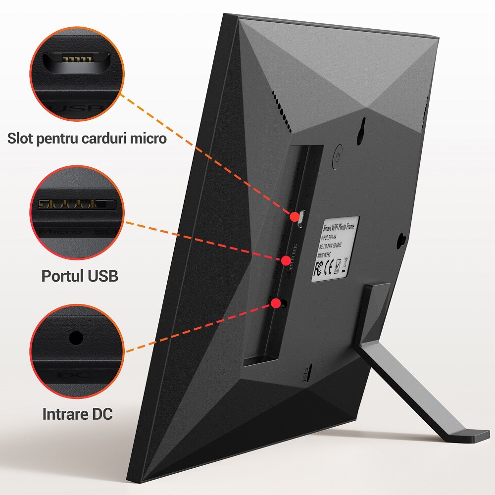 Rama foto digitala WIFI Lemnoi®, 10.1 inch, 1280x800 HD IPS, rotire ...