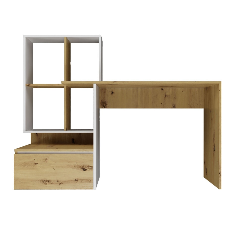 Birou cu rafturi, 145x 51 x 111 cm, Stejar Artisan, TEBIAR106 - eMAG.ro