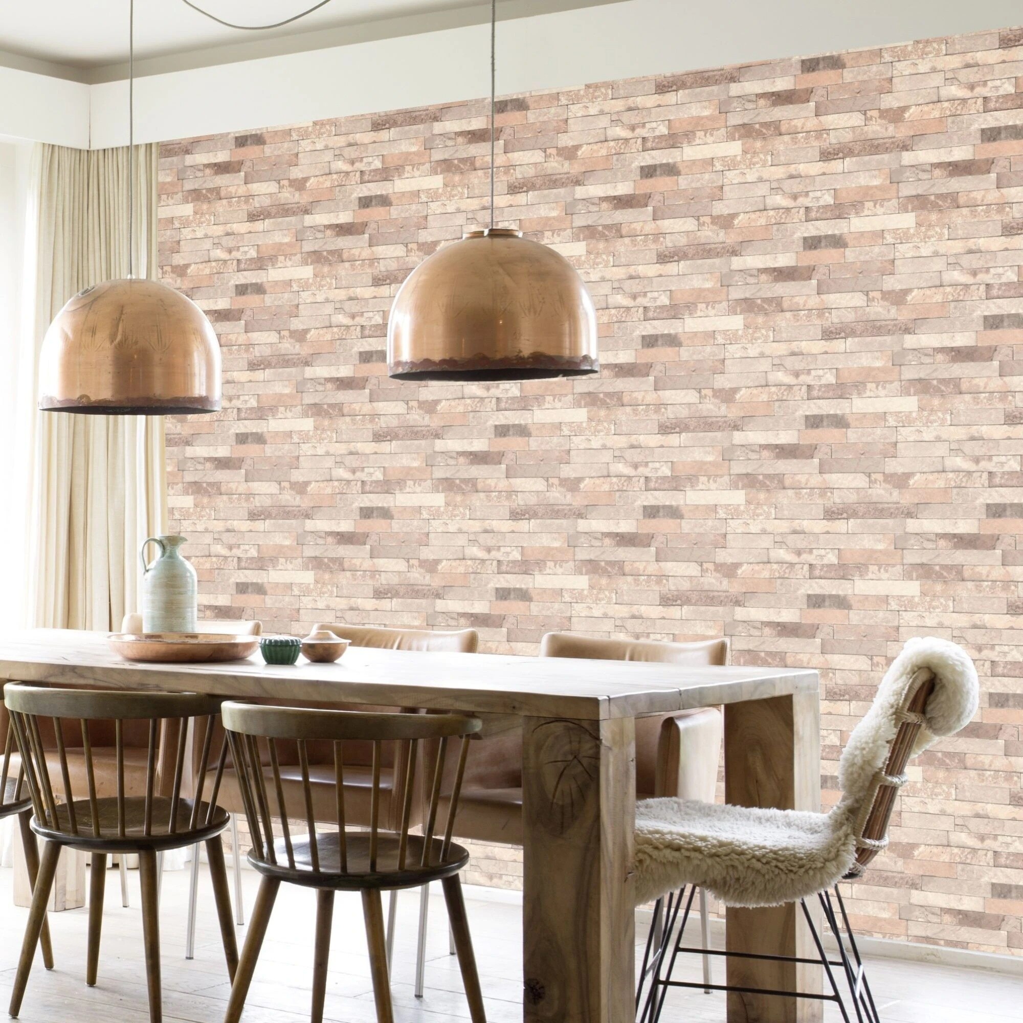 Tapet vinil, model tip piatra, bej, rola 10 x 0.53 m - eMAG.ro