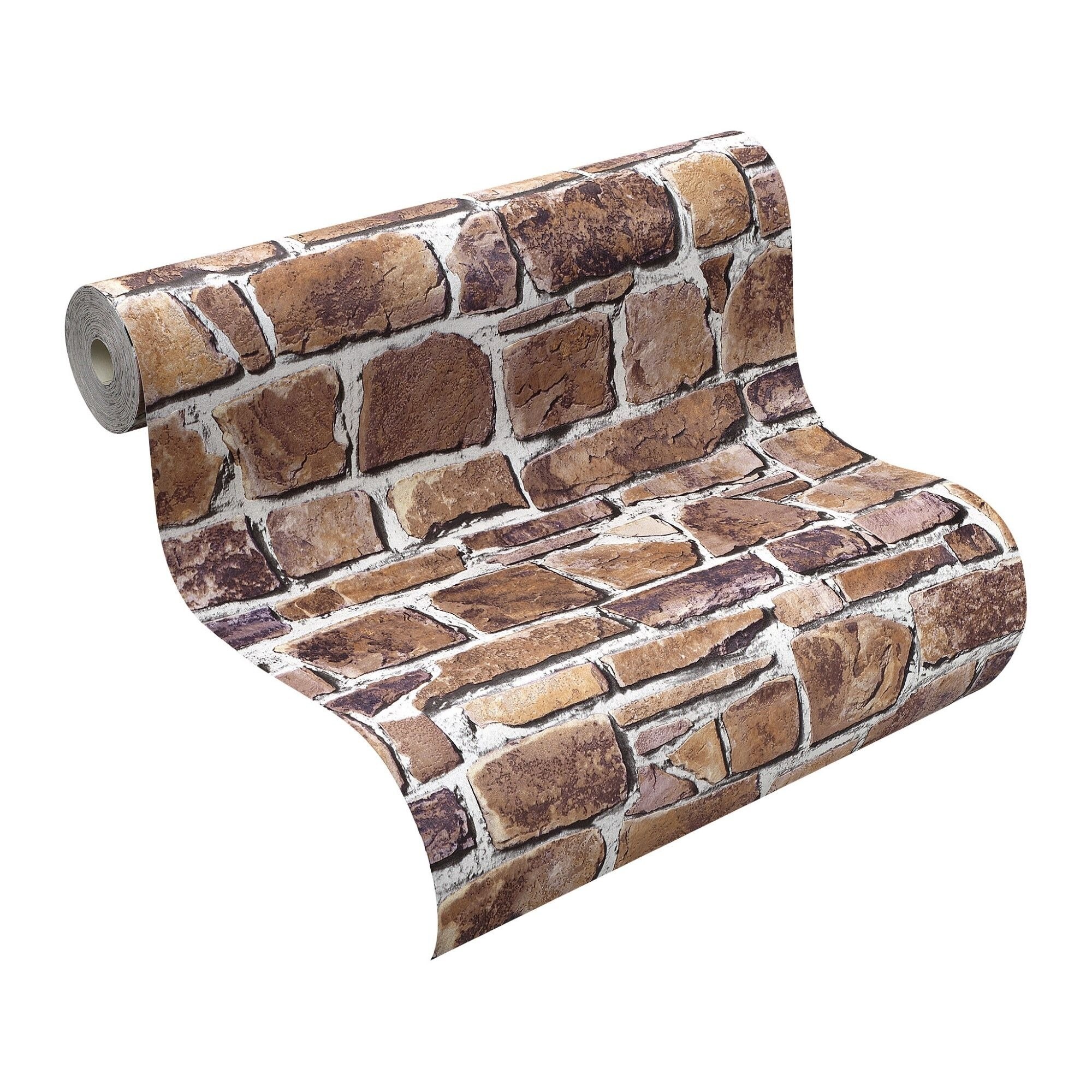 Tapet vinil, model tip piatra naturala, maro, rola 10 x 0.53 m - eMAG.ro
