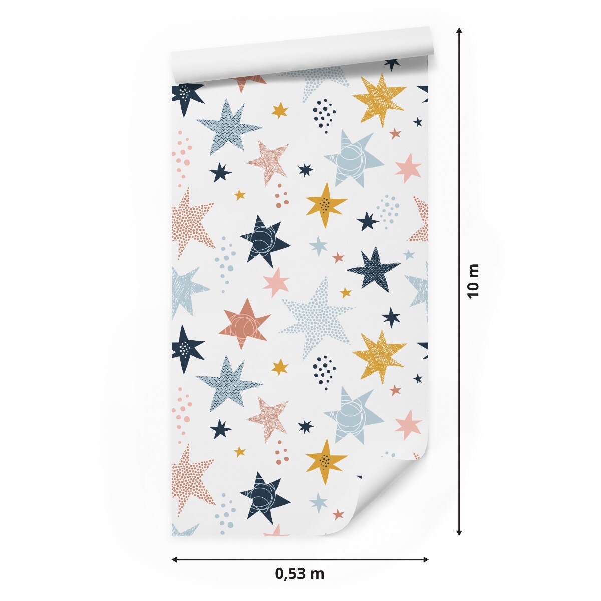 Tapet Pentru Camera Copilului Stele Buline Zigzaguri Desene 53cm x 10m ...