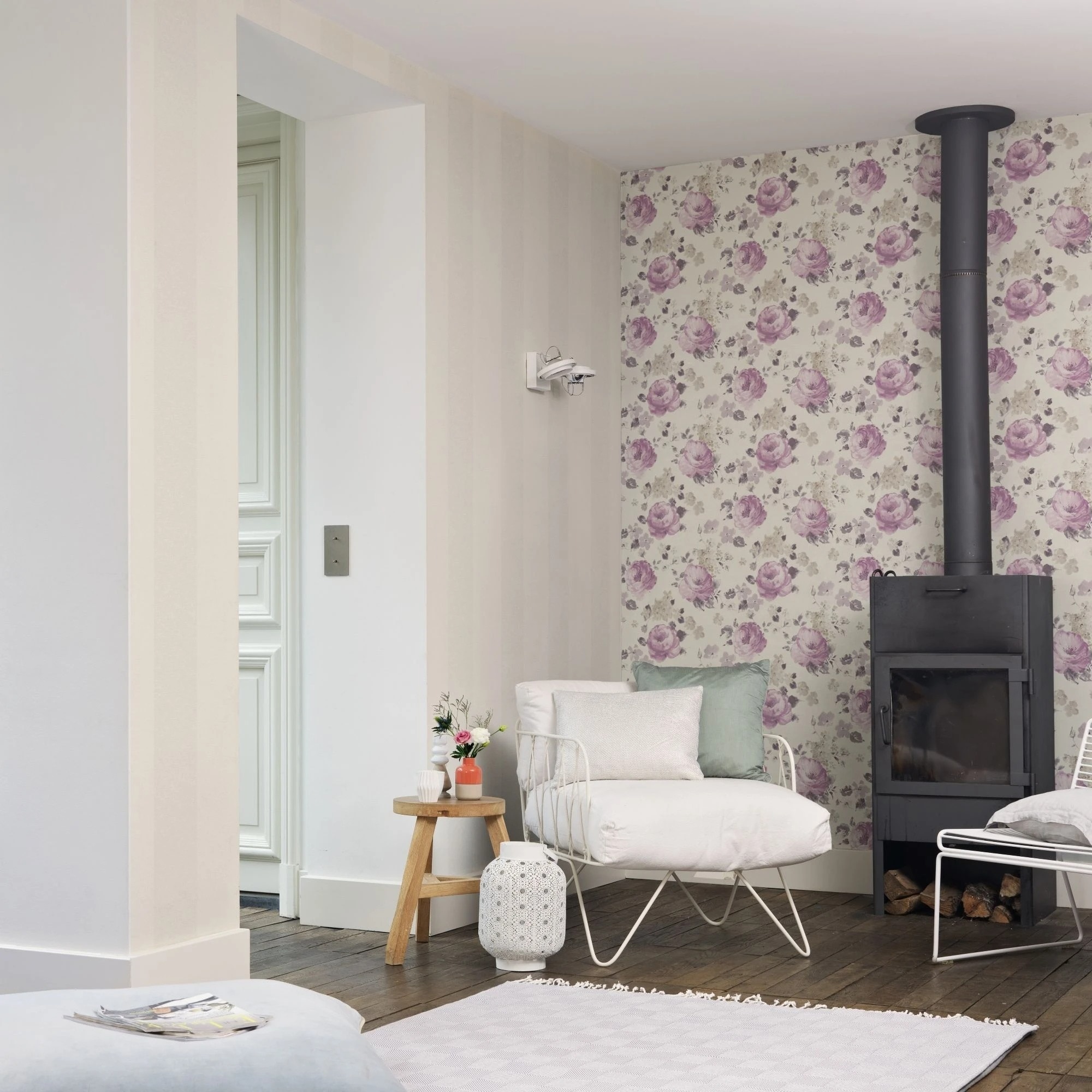 Tapet vinil, model floral, bej/roz, rola 10 x 0.53 m - eMAG.ro