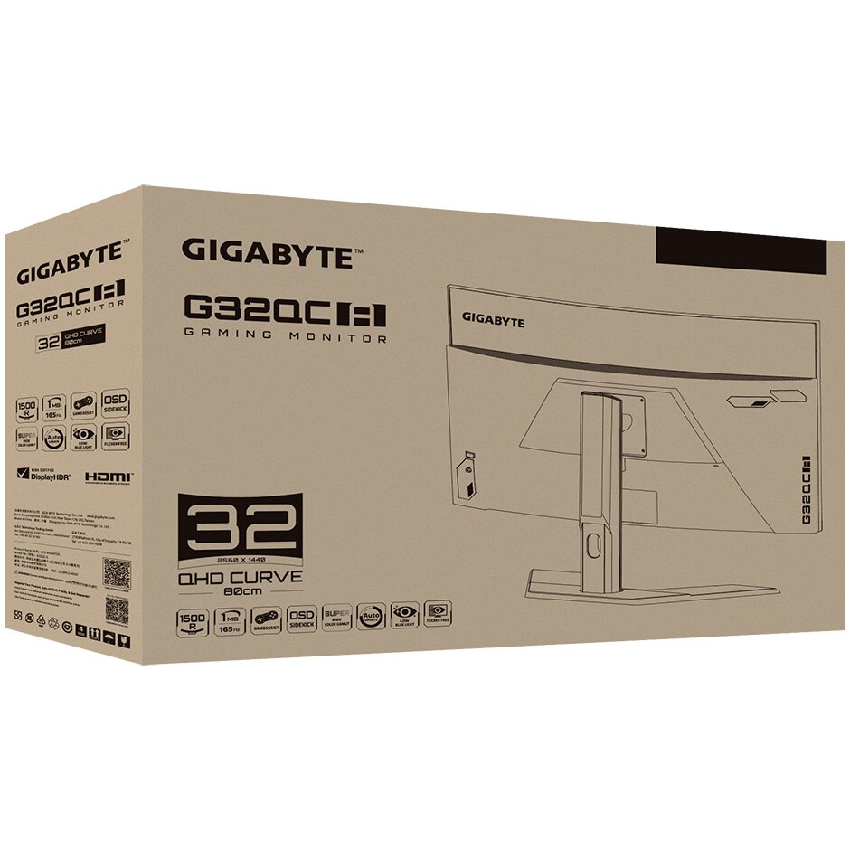 Monitor gaming curbat LED VA Gigabyte 31.5", WQHD, DisplayPort, 1ms ...