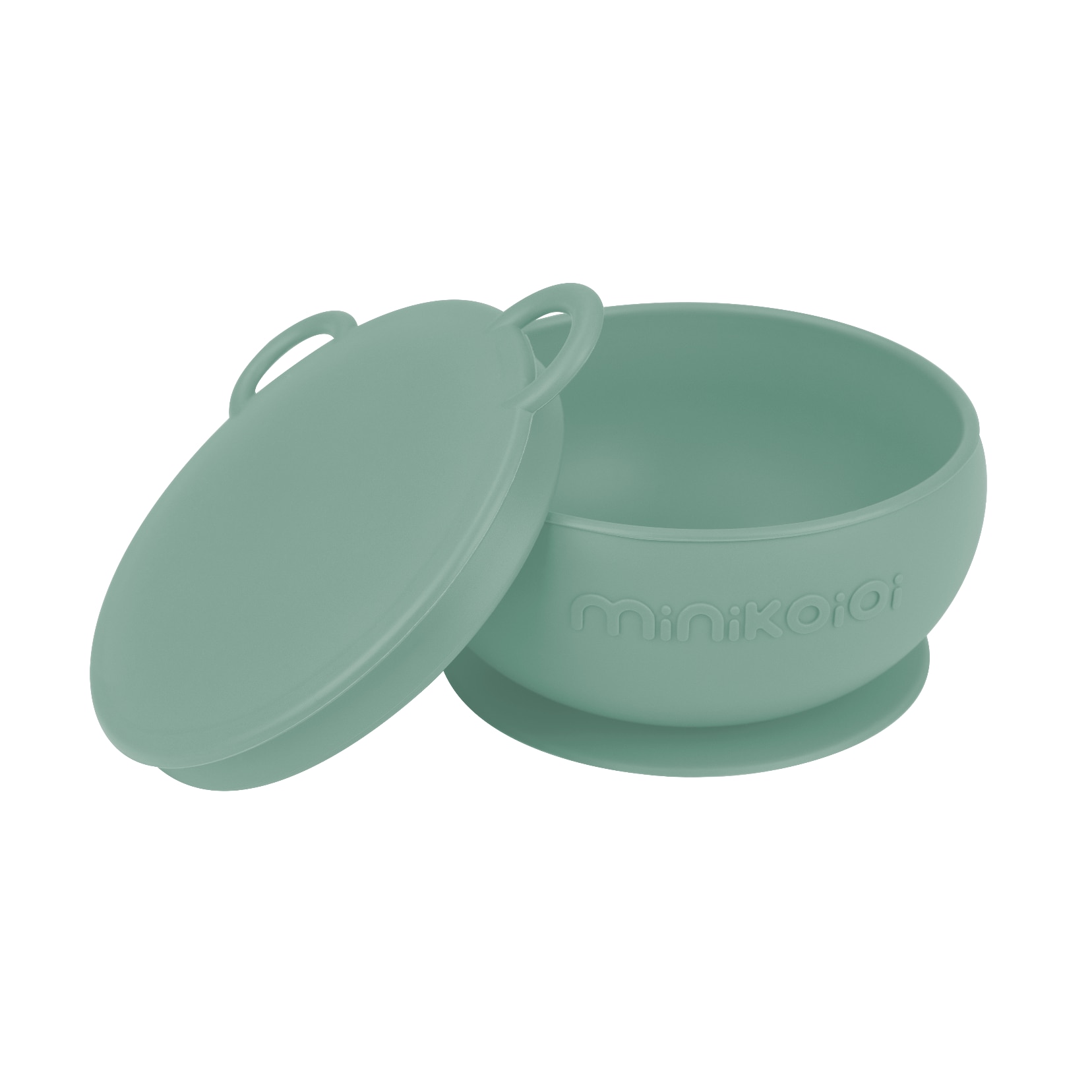 Bol Minikoioi cu Ventuza si Capac, 100% Premium Silicone – River Green - eMAG.ro