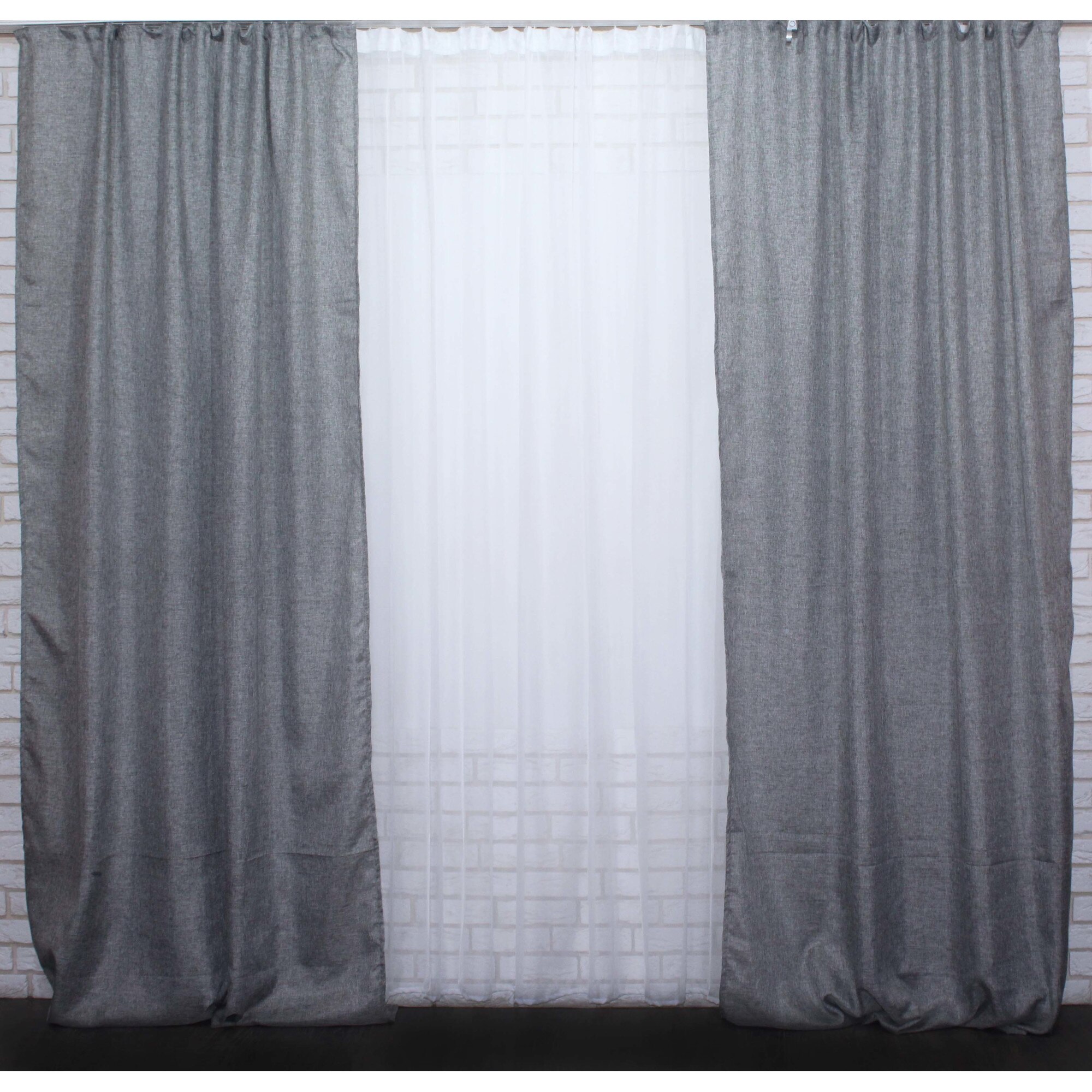 Set 2 buc draperii in, Gri, 150 X 245 - eMAG.ro