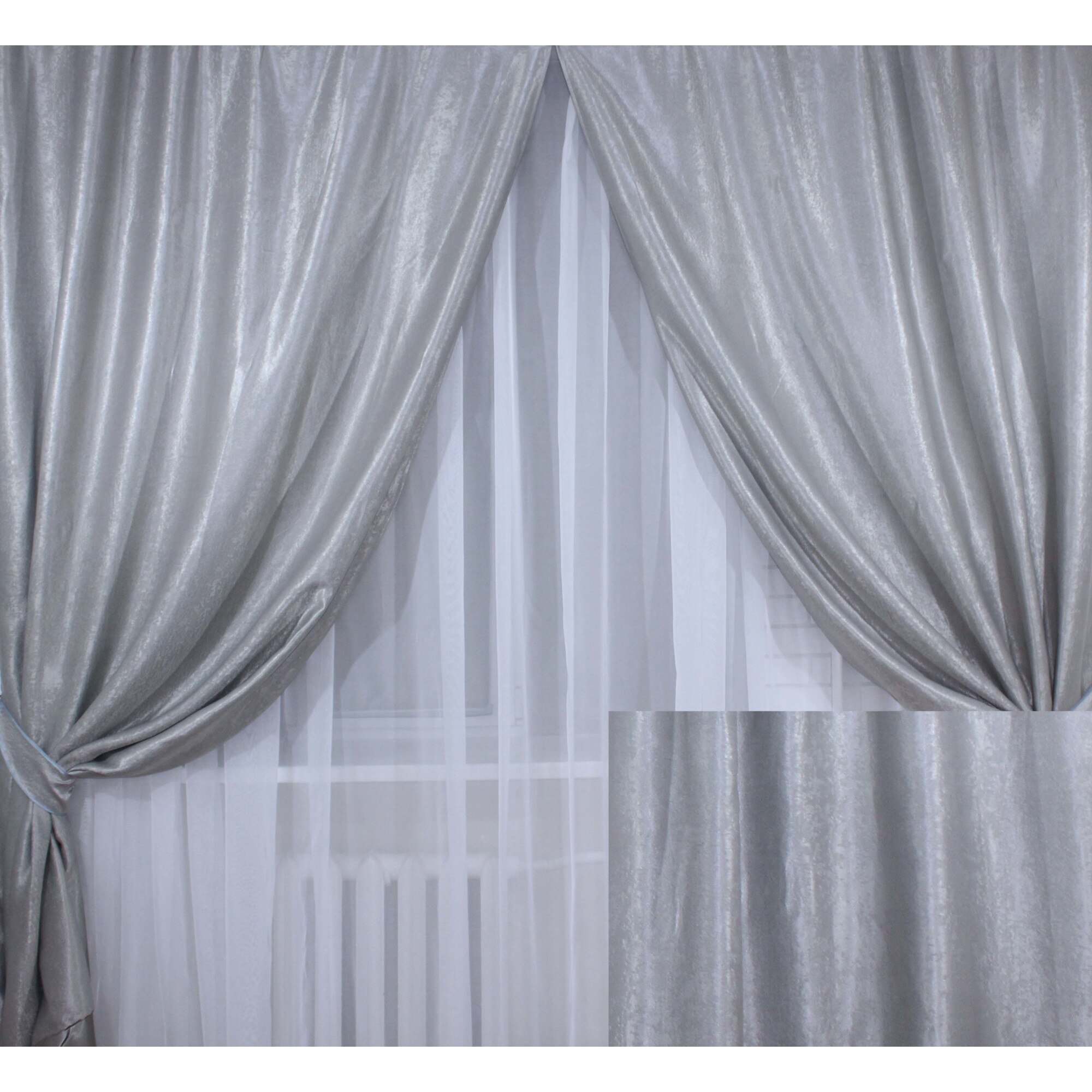 Set 2 buc draperii din matrial Soft, Gri, 150 x 245 - eMAG.ro