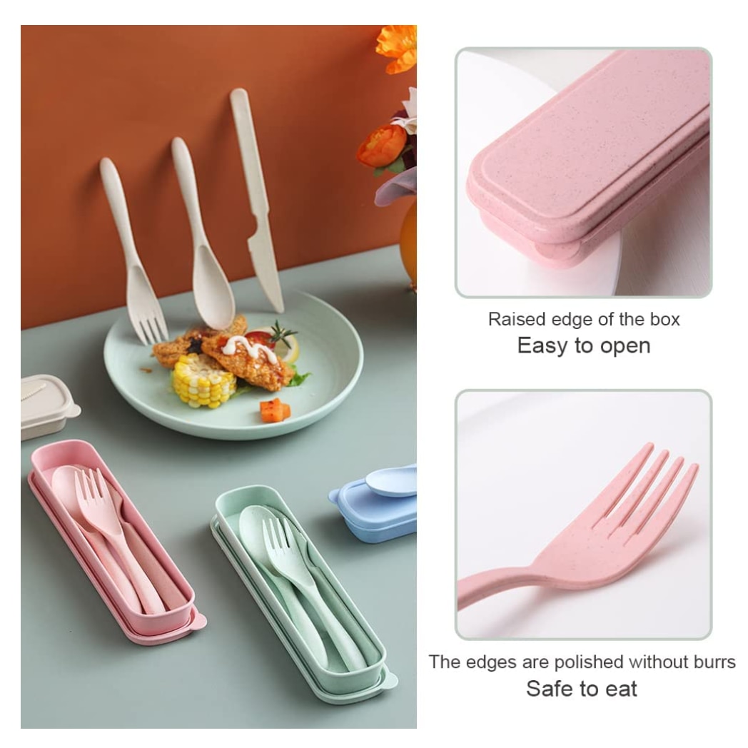 Set 12 tacamuri, Paie, Portabil, Multicolor - eMAG.ro