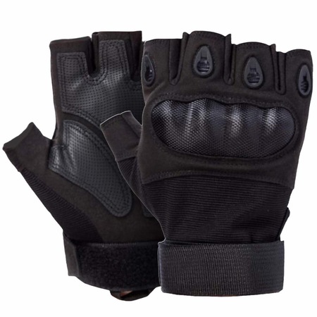 Manusi Tactice Fara Degete, Microfibra/Piele Eco, marime XL, Negru ...