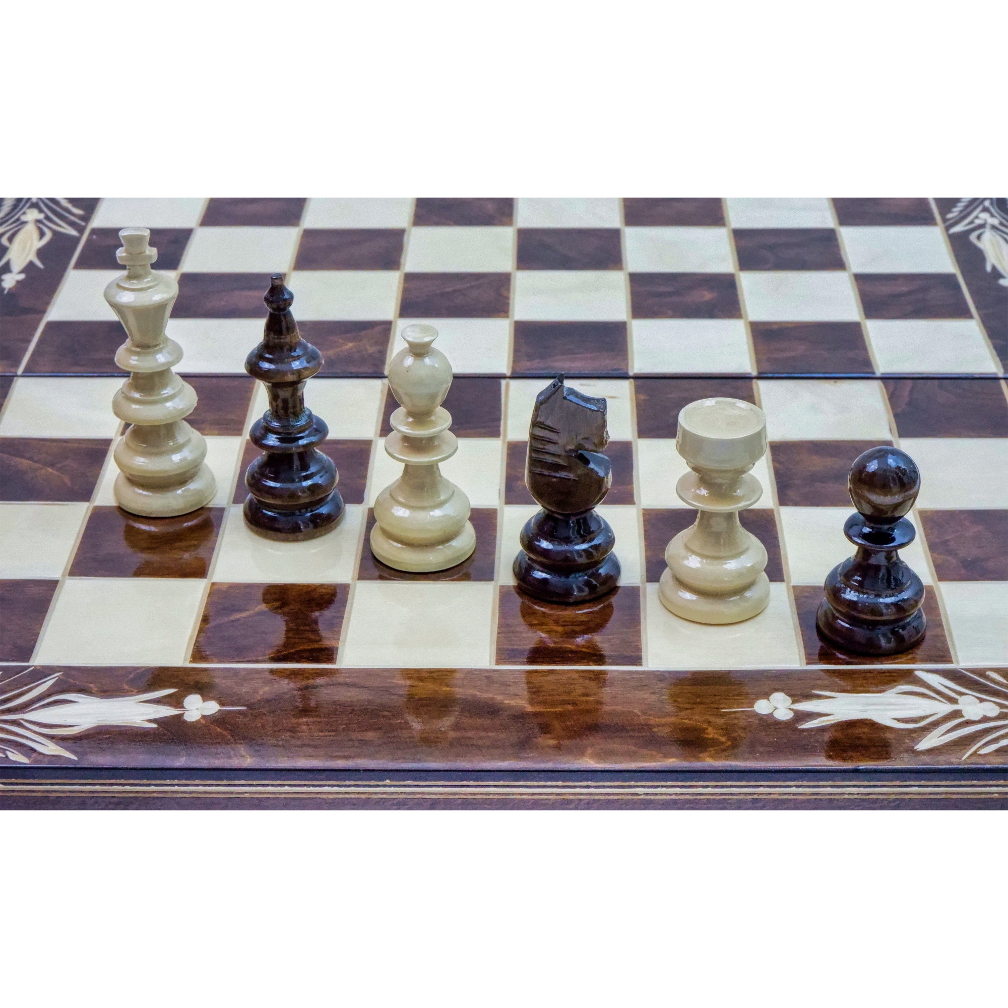 Joc Sah si Table din Lemn ROmde™, 50x50 cm, Maro cu Alb - eMAG.ro