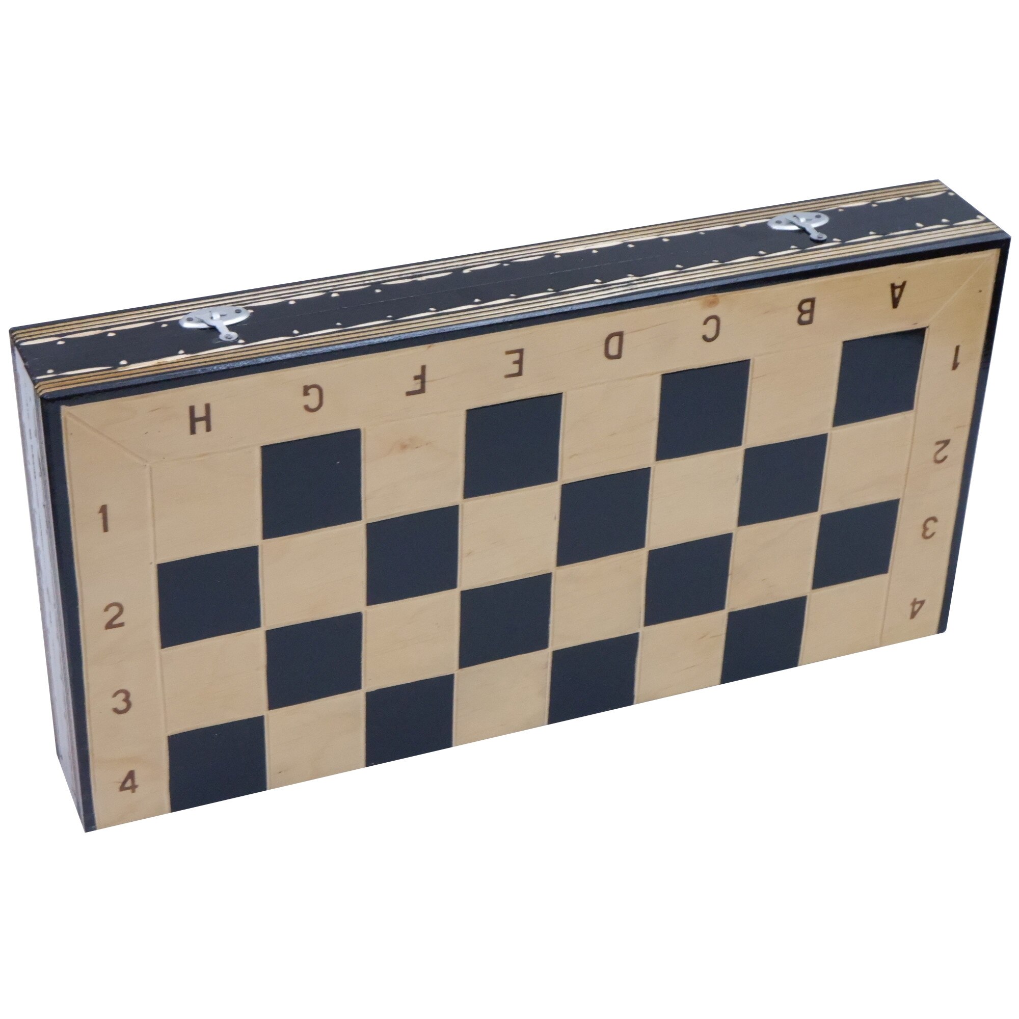 Joc Sah si Table din Lemn ROmde™, 44x44 cm, Negru cu Alb, Numerotat ...