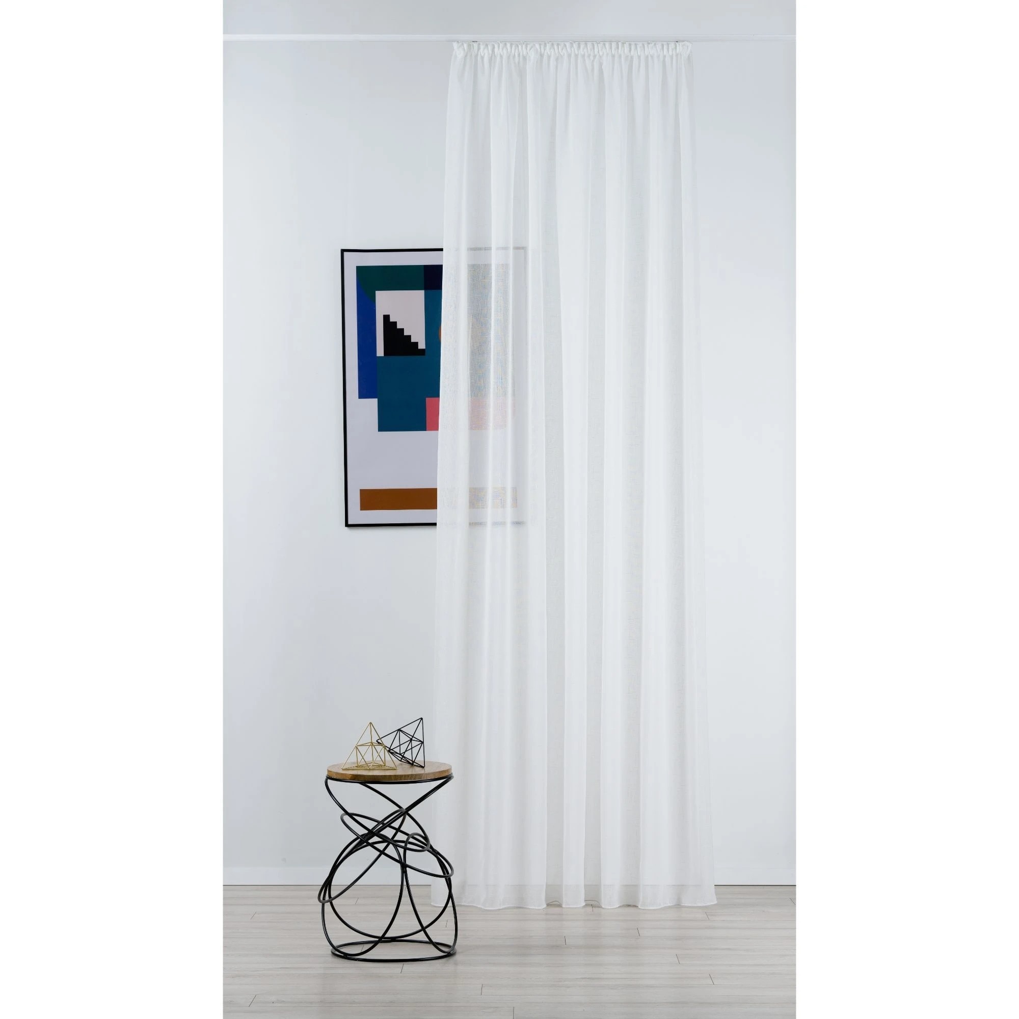 Perdea din voal 600 x 245 cm Bretagne, model uni, cu rejansa, crem ...