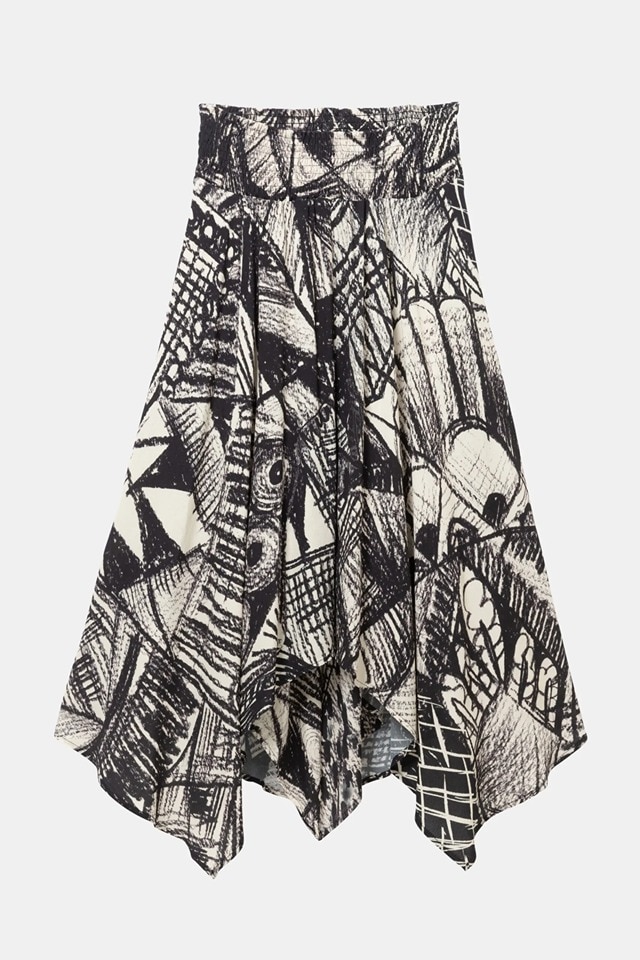 Fusta Desigual Kingsley, asimetrica, talie elastica, Gri, M - eMAG.ro