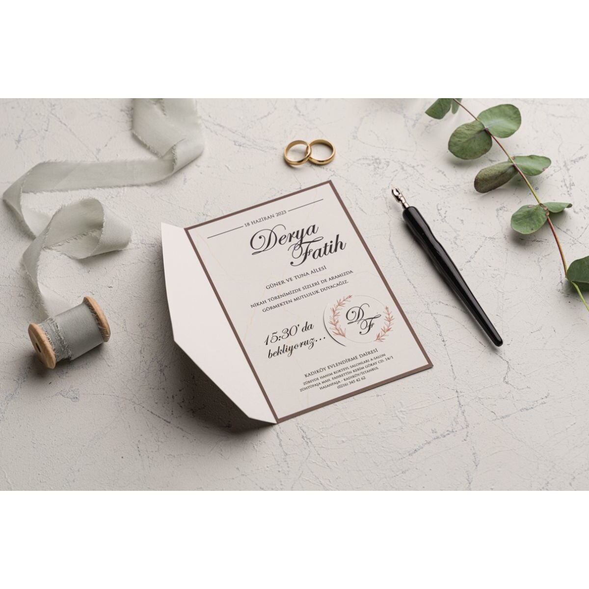 Invitatie de nunta eleganta cu aspect de marmura, cod 9164 - eMAG.ro