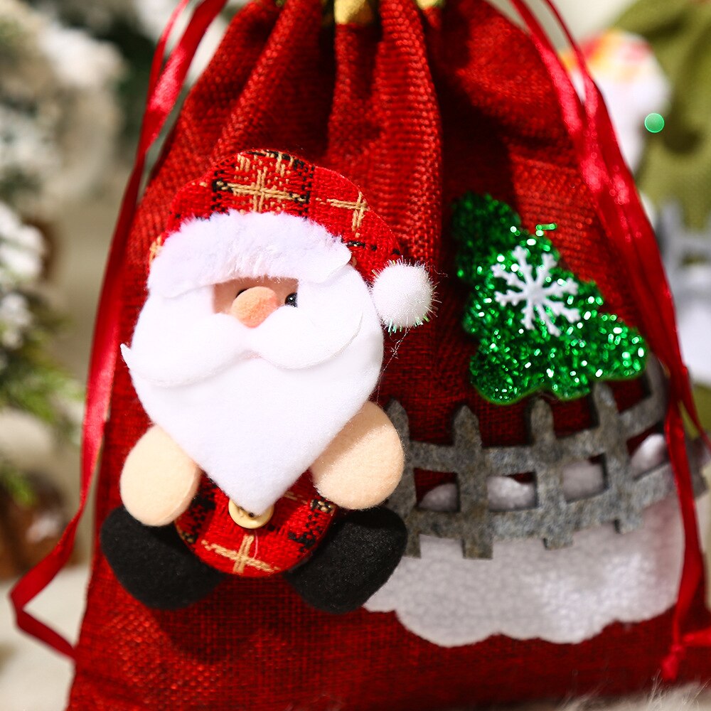 Set 2 Pungi Cadou de Craciun, 3D, Snur, 14x27cm, Verde/Rosu - eMAG.ro