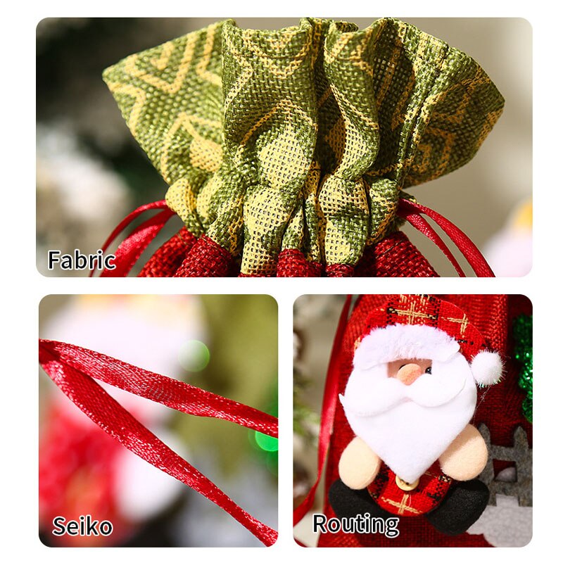 Set 2 Pungi Cadou de Craciun, 3D, Snur, 14x27cm, Verde/Rosu - eMAG.ro