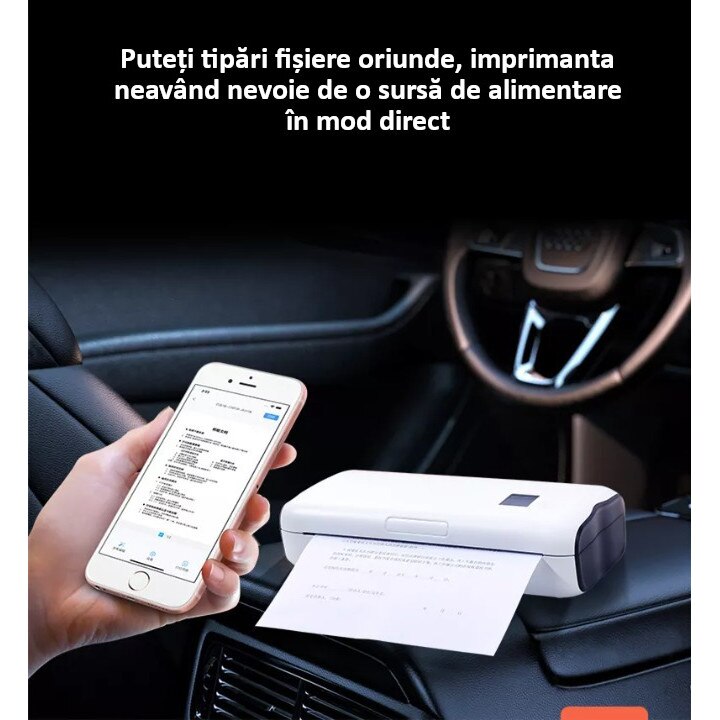 Mini imprimanta termica Premium, portabila, fara fir, nu necesita tus ...