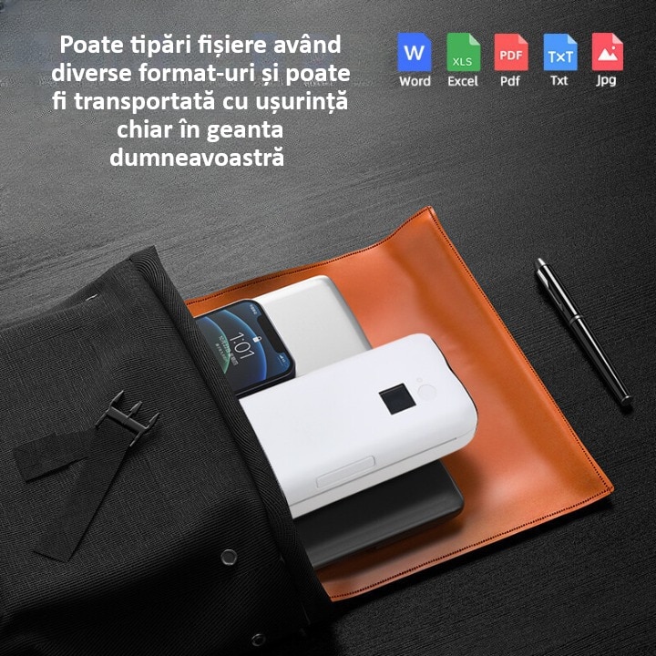 Mini imprimanta termica Premium, portabila, fara fir, nu necesita tus ...
