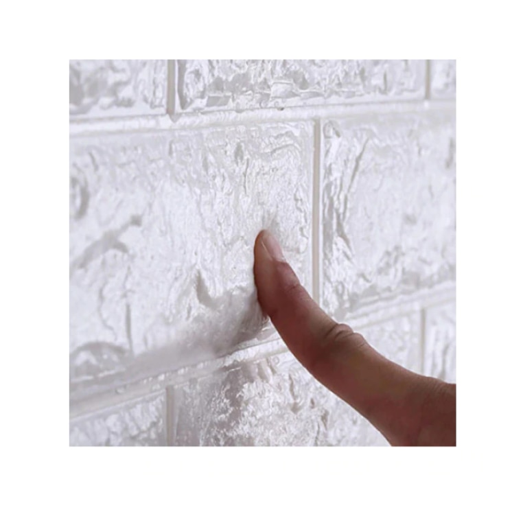 Tapet 3D Autocolant alb, design caramida, rezistent la apa, 70cm x 77cm ...