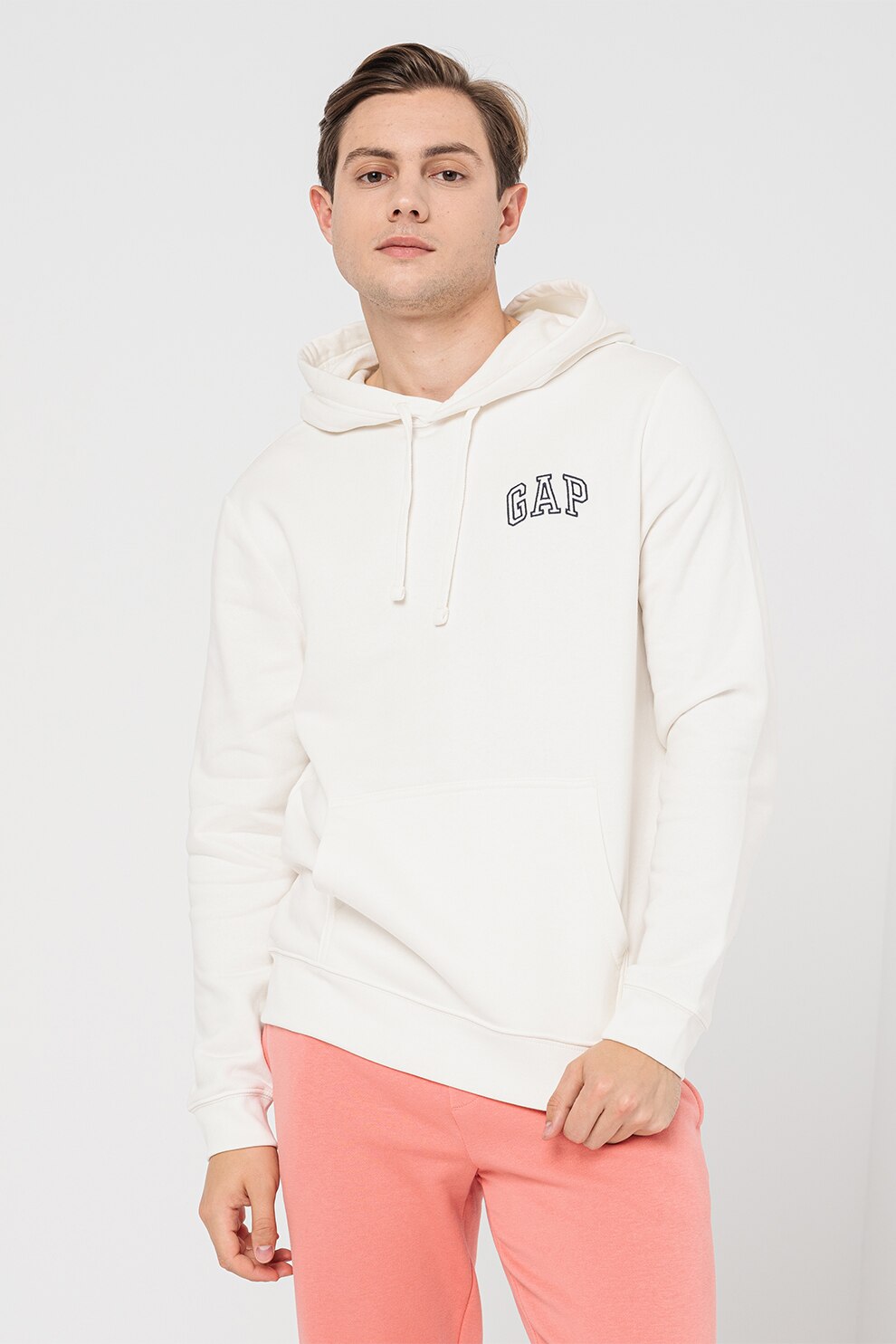 GAP, Худи с джоб кенгуру, Бял, M - eMAG.bg