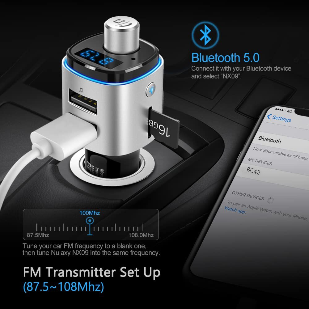 Modulator auto, Vienod, AUX/Bluetooth/MicroSD/USB, LED, Microfon ...