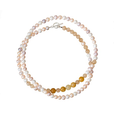 Colier lung Courage din pietre semipretioase si perle, 8-10 mm - eMAG.ro