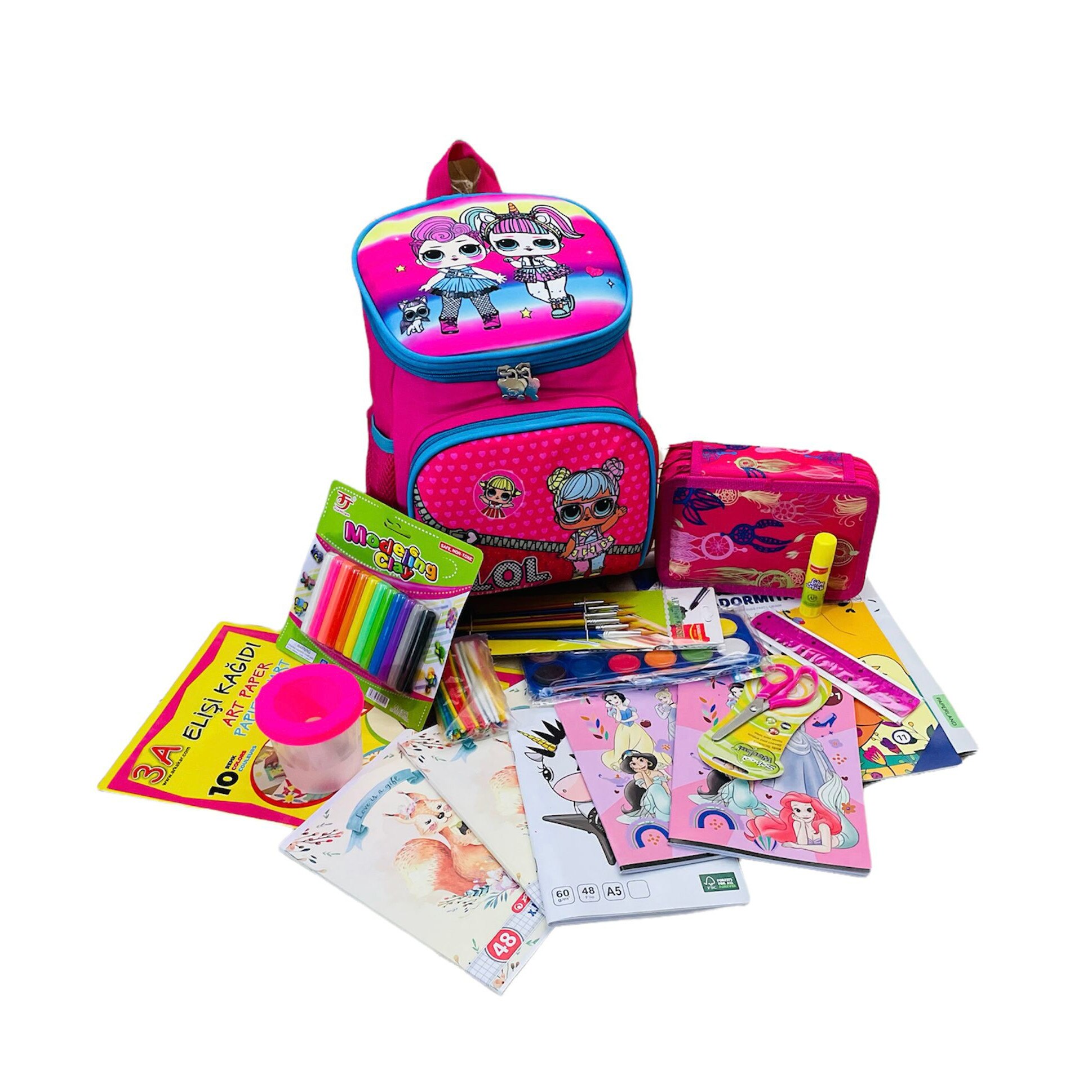 Ghiozdan complet echipat, LOL, clasa 0, pregatitoare, clasa l, 40 x 30 ...