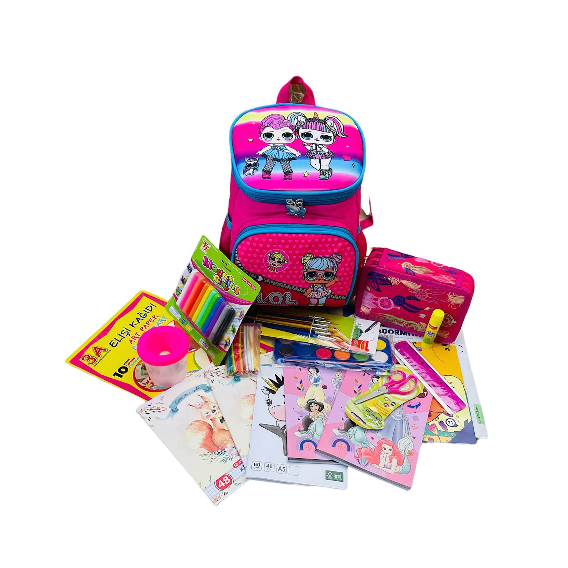 Ghiozdan complet echipat, LOL, clasa 0, pregatitoare, clasa l, 40 x 30 ...