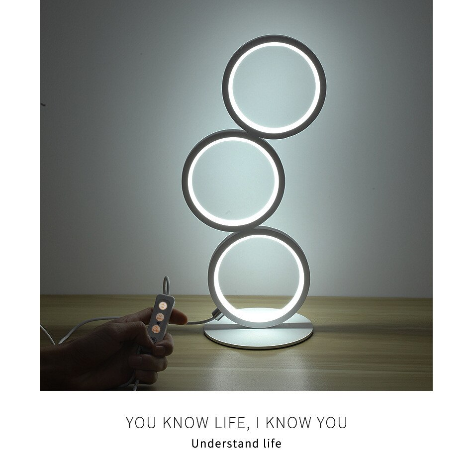 Veioza LED 12w Cercuri cu Intensitate Reglabila, Buton Touch, Aluminiu ...