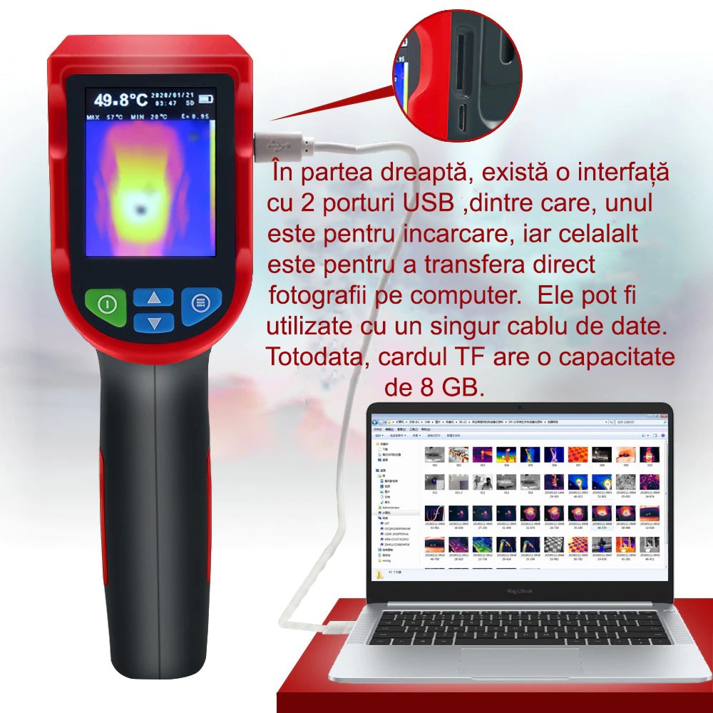 Camera termica digitala ZEQAS, interval masurare 0 400 °C, baterie 2600 ...