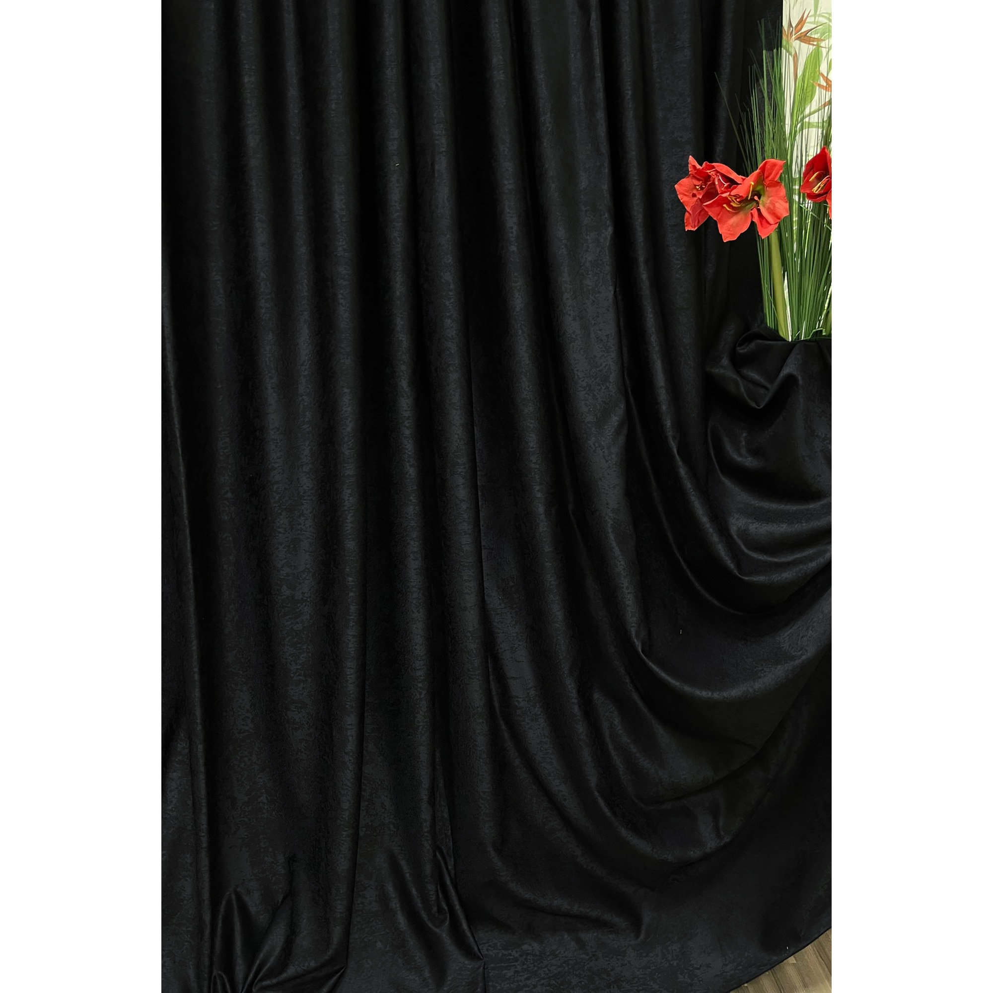 Set draperii semiopace, uni, culoare negru, colectia "Monocrom by Liz ...