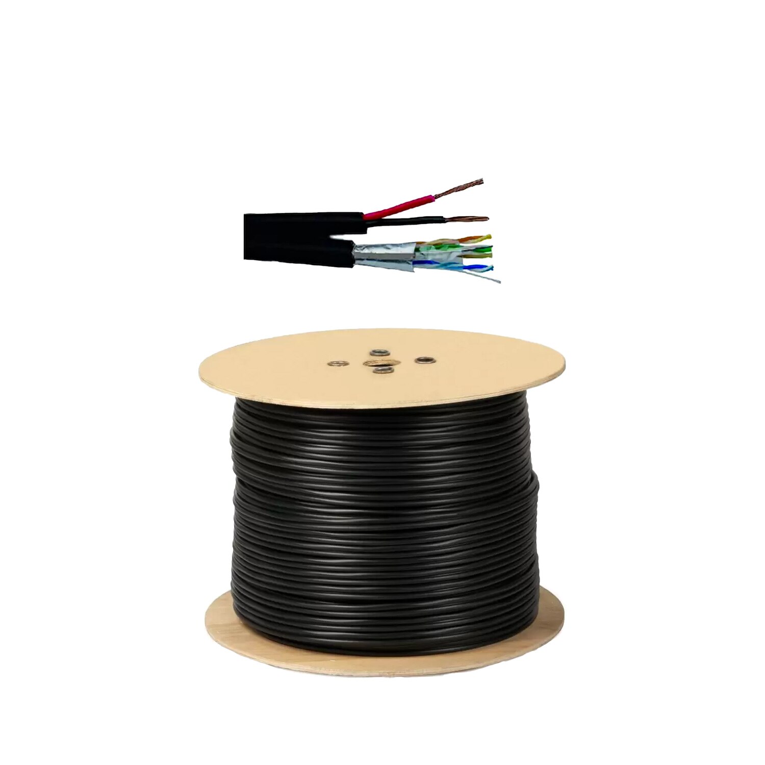 Cablu FTP CAT 5E 100% cupru, cu alimentare 2x0.75 tambur 305 m - eMAG.ro