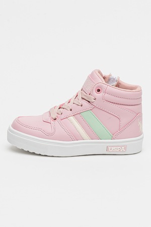 U.S. Polo Assn., Pantofi sport high-top de piele ecologica, Roz pastel ...
