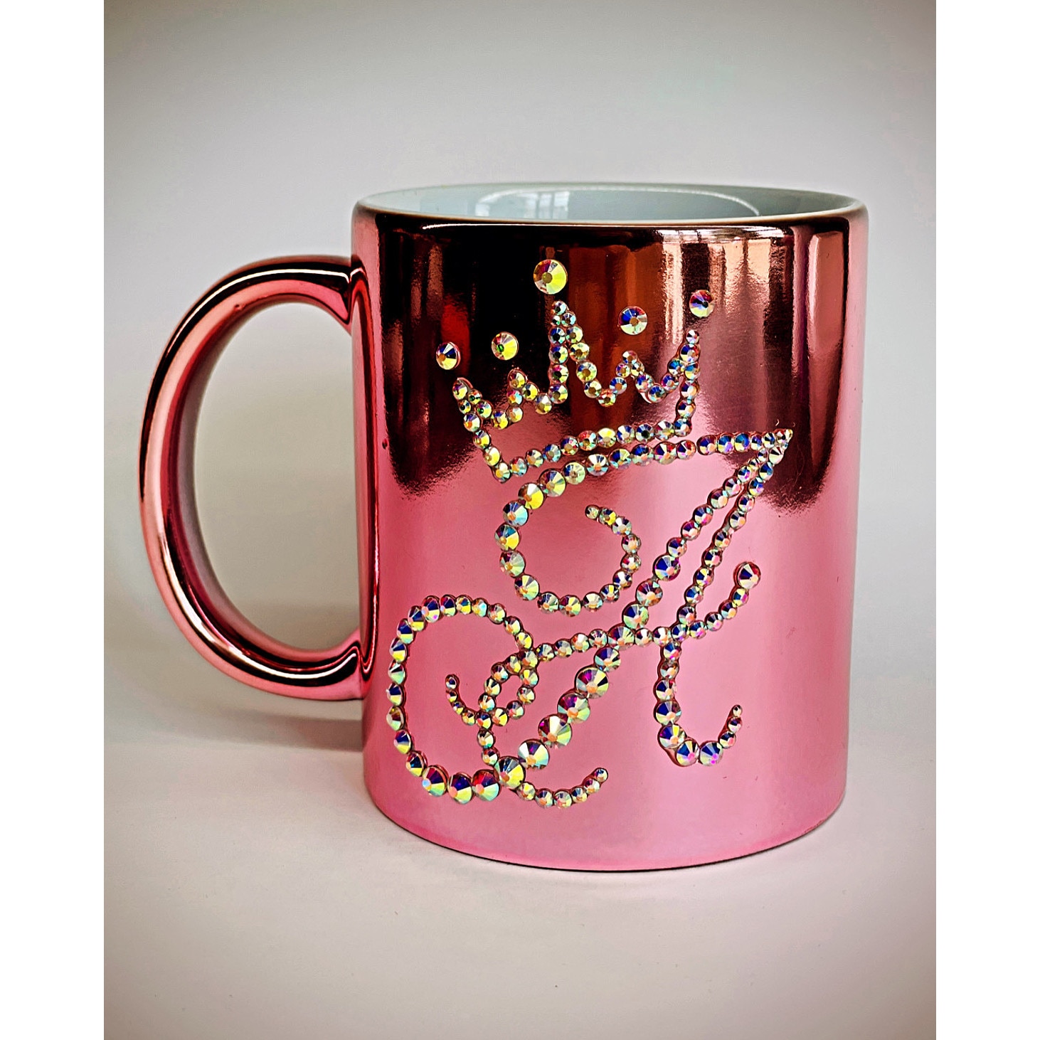 Cana personalizata cu cristale, Initiala A, Roz chrome, 200 ml - eMAG.ro