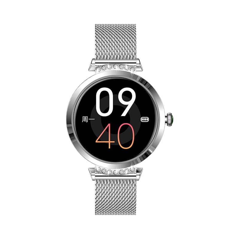 Ceas Smartwatch dama, pentru iOS si Android, cu pietre, Waterproof, 1. ...