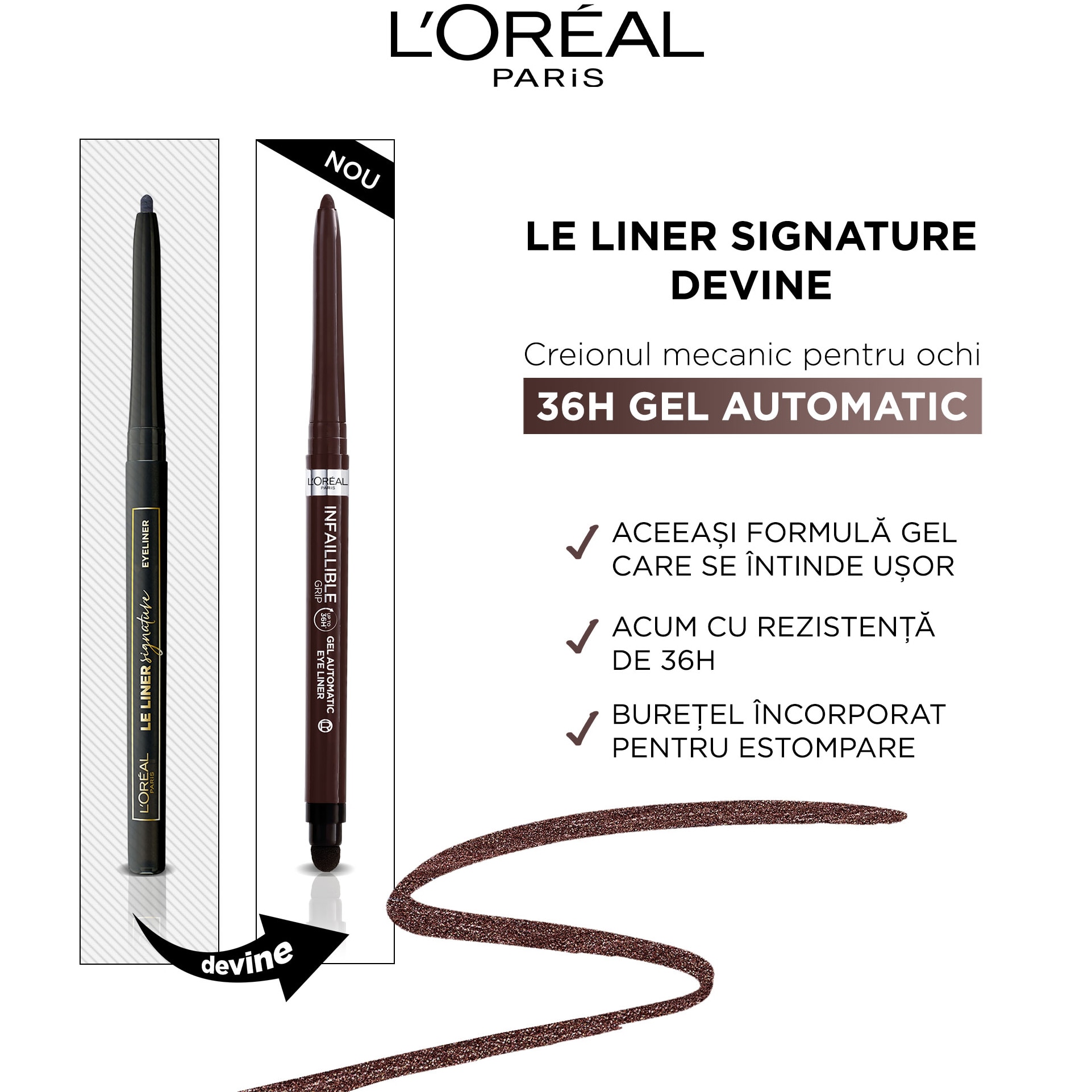 Creion mecanic de ochi Gel L'Oreal Paris Infaillible 36H Grip Brown ...