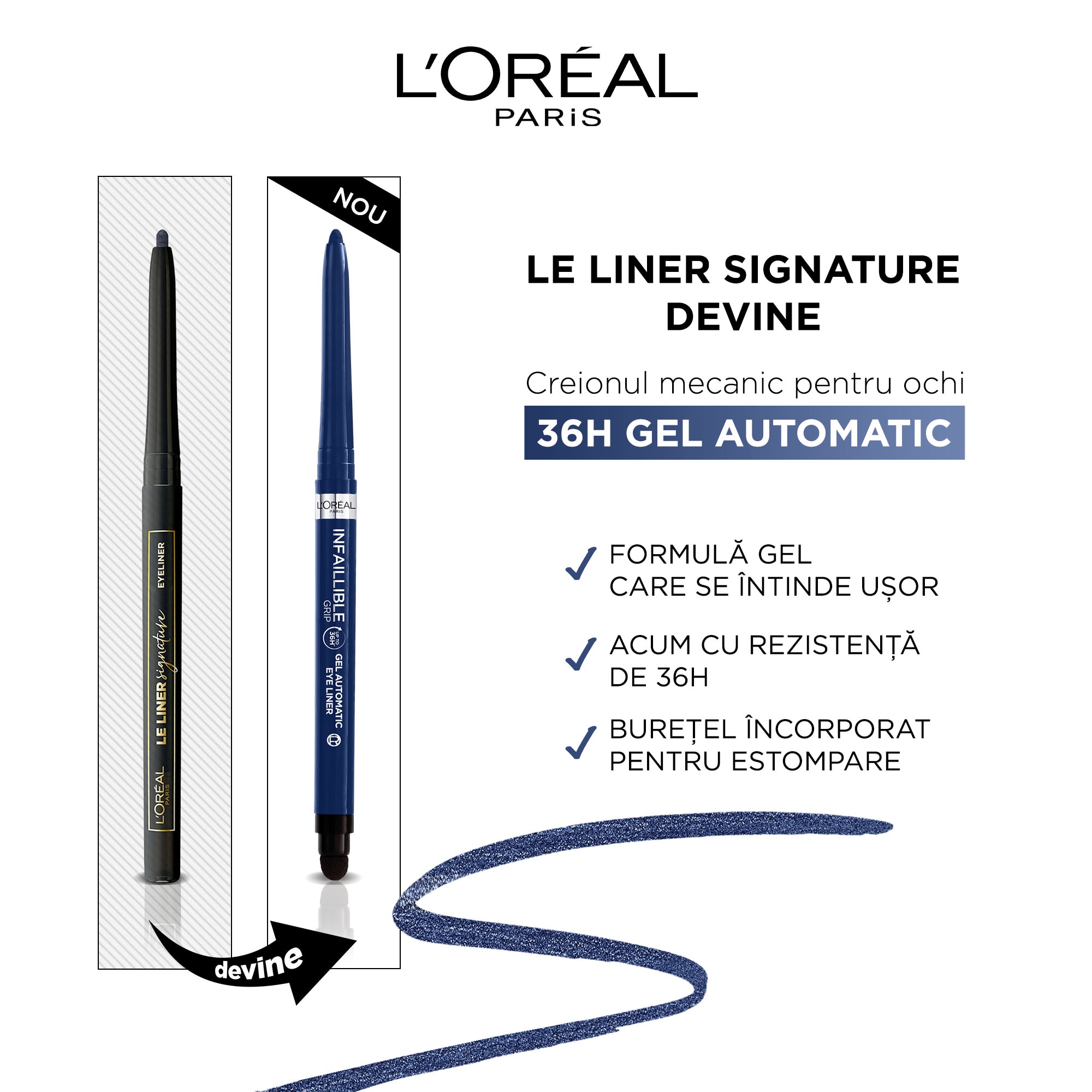 Creion mecanic de ochi Gel L'Oreal Paris Infaillible 36H Grip Blue ...