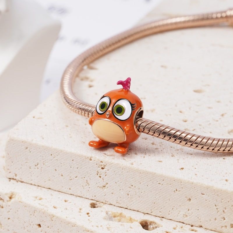 Talisman Argint 925, Charm compatibil Pandora - Orange Angry Birds ...