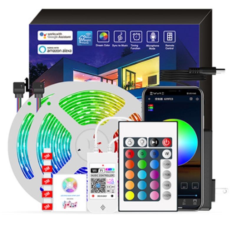 Banda LED, RGB, Wi-Fi, Control telecomanda, RGB, 15m, Alb - eMAG.ro