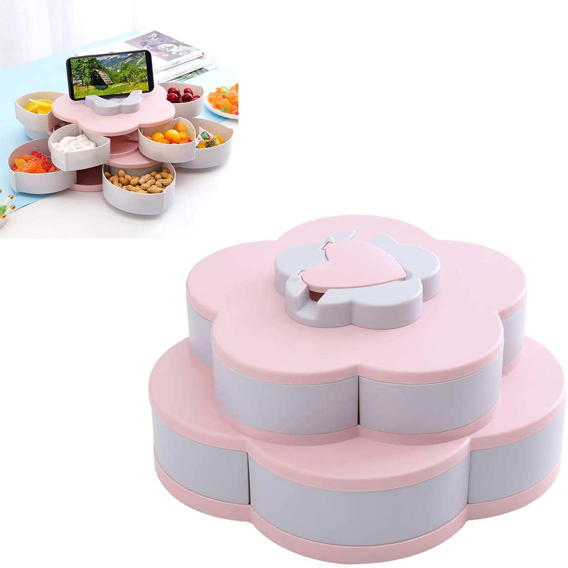 Suport rotativ pentru dulciuri, Zola®, 2 in1, 10 sectiuni pentru ...