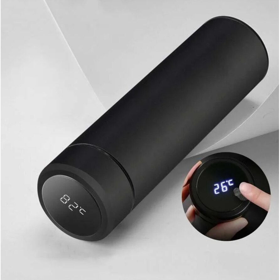 Termos inteligent cu ecran tactil LCD, 500 ml, Negru Aden Depo - eMAG.ro